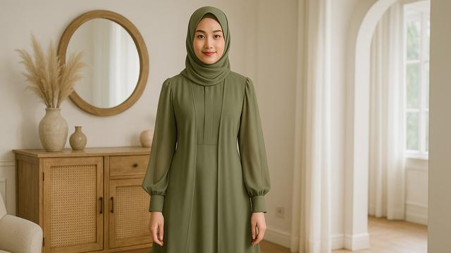 7 Model Gamis dengan Rompi Sifon, Anggun dan Ringan Dipakai Seharian