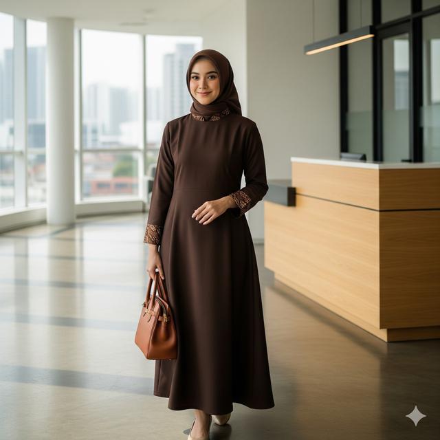 7 Model Dress Panjang Kerja Formal Kombinasi Batik Muslim, Tampil Sopan ...