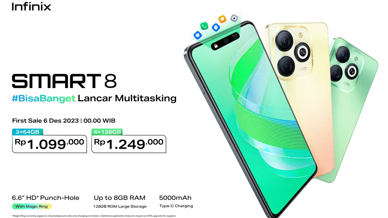 Spesifikasi Lengkap Infinix Smart 8, HP Rp 1 Jutaan dengan RAM 4GB + 4GB dan Memori Lega - Tekno ...