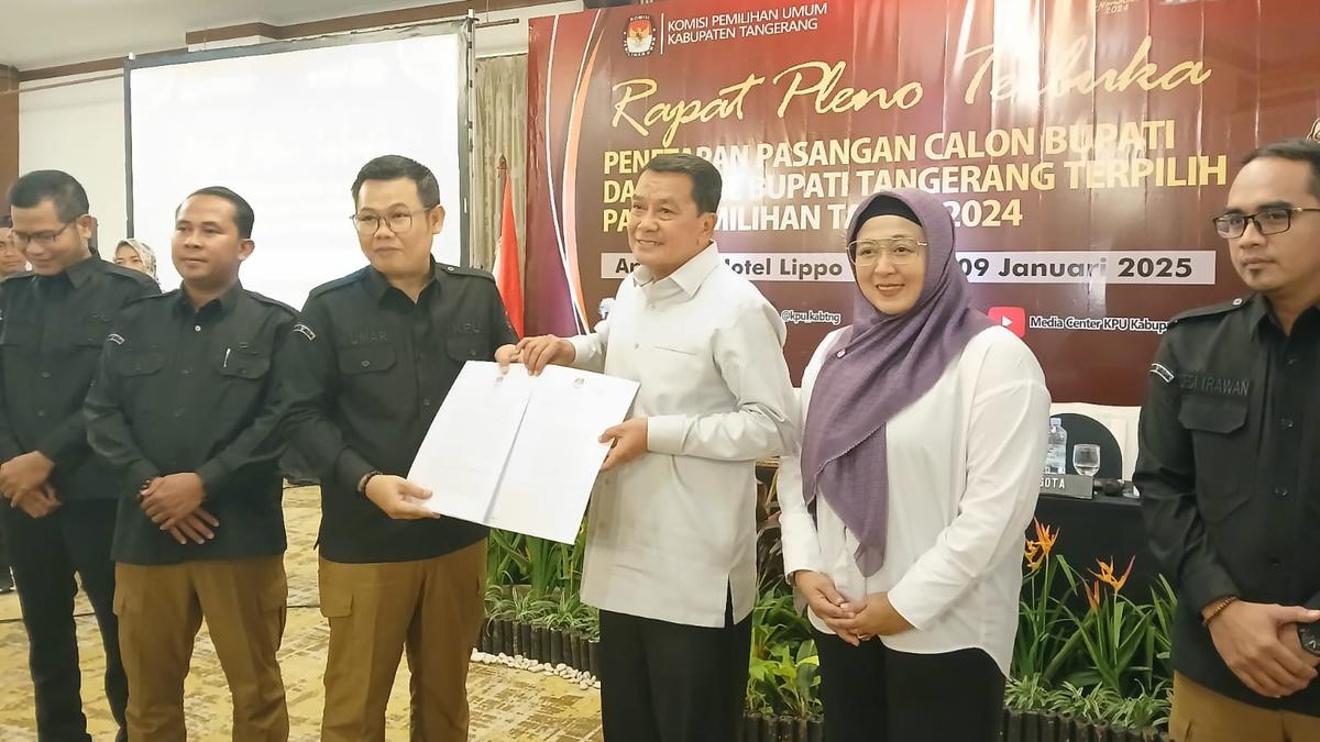 KPU Tetapkan Pasangan Maesyal-Intan Pemenang Pilkada Kabupaten Tangerang 2024