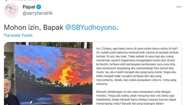 Lukisan Senja Karya SBY Jadi Viral, Jiwa Romantis Warganet Sampai ...