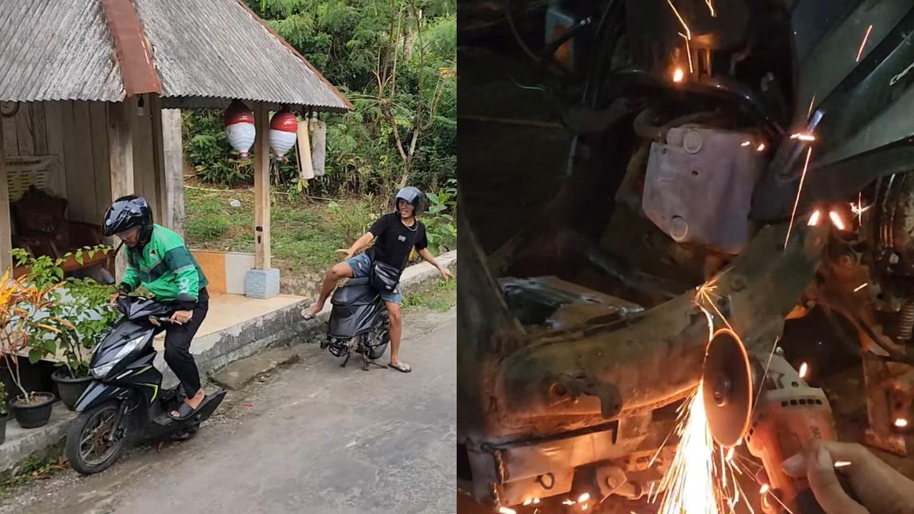Video Viral Motor Ojol Rangkanya Patah, Bagian Depan Berjalan ...