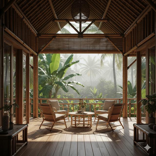 7 Desain Teras Rumah Tropis Bahan Bambu ala Vila Bali, Serasa Liburan ...