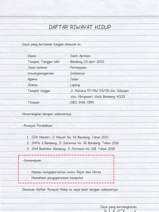 3 Contoh CV Tulis Tangan, Cara Membuat dan Tips agar Lolos