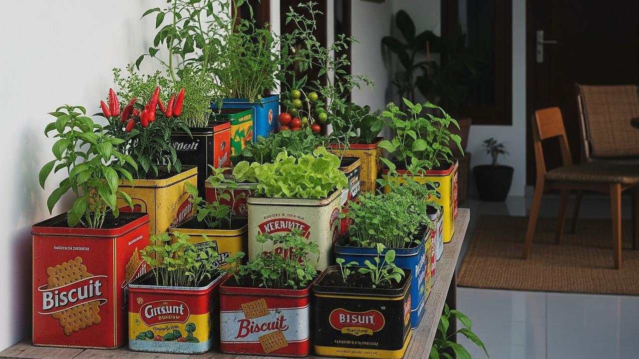 9 Desain Kebun Sayur Pakai Kaleng Biskuit Bekas, Solusi Kreatif Lahan ...