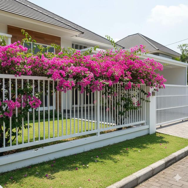 7 Model Pagar Besi Modern Kombinasi Tanaman Rambat, Tampil Alami dan ...