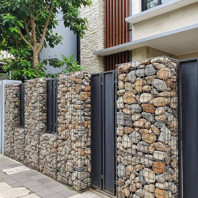 7 Inspirasi Pagar Batu Alam Berpadu Besi Minimalis, Gaya Rustic Elegan ...