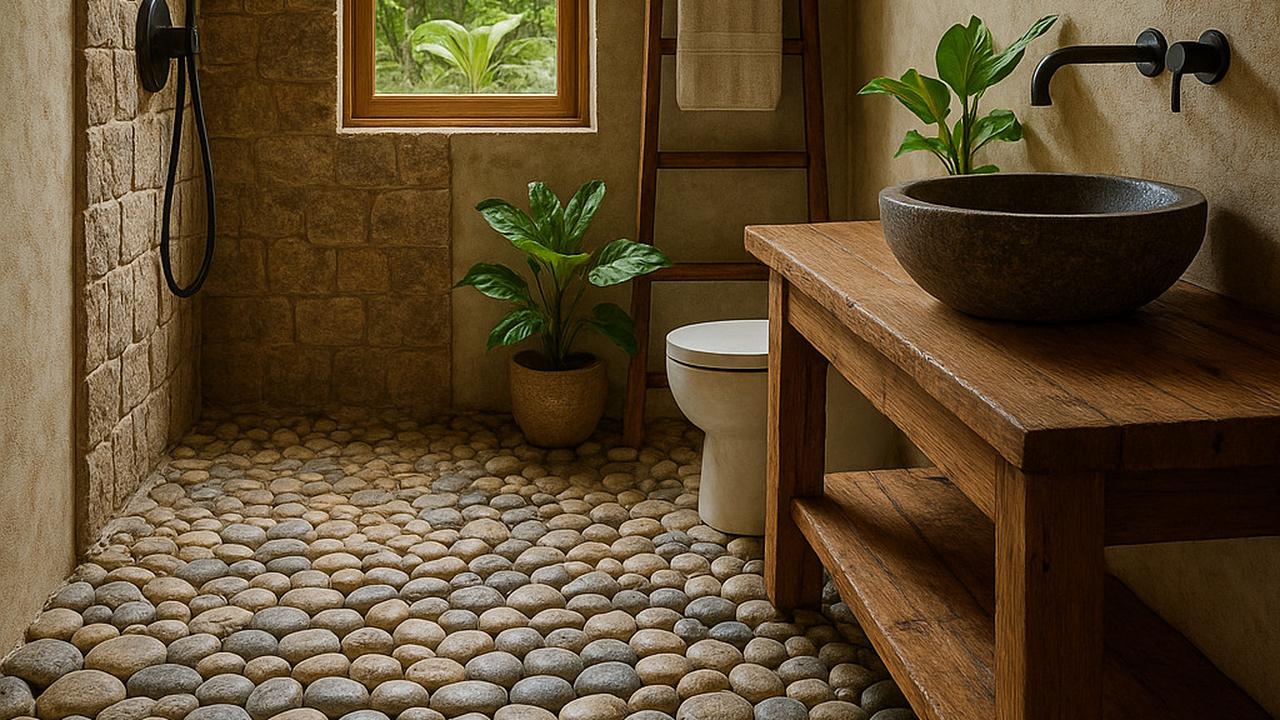 7 Model Kamar Mandi dengan Lantai Batu Kerikil, Hadirkan Nuansa Alami ...