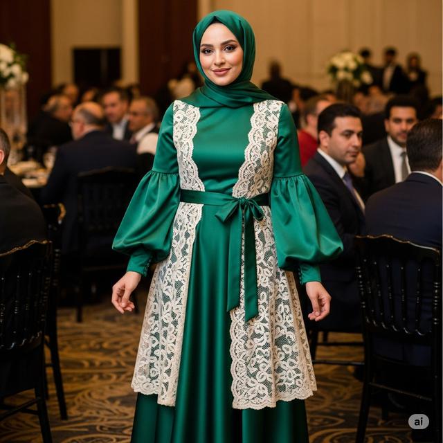Inspirasi 10 Model Gamis Brokat Kombinasi Satin Pesta yang Elegan dan ...