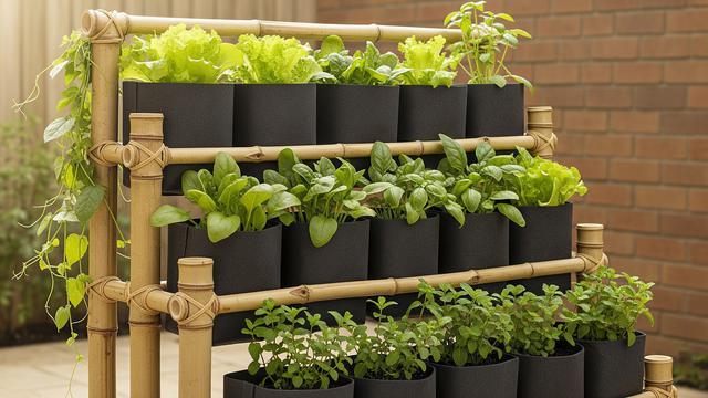 7 Model Rak Kebun Vertikal Sederhana dari Ember dan Bambu, Solusi Lahan ...