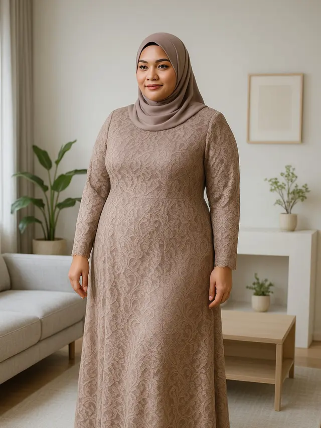 9 Rekomendasi Gamis Brokat untuk Orang Gemuk, Tampil Anggun dan Nyaman ...