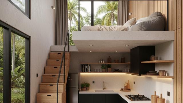 7 Model Rumah Kecil Tapi Luas dengan Loft di Atas Dapur yang Fungsional ...
