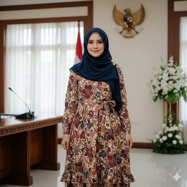 7 Inspirasi Model Batik Hijab Syari Elegan untuk Peringati Hari Batik 2 ...