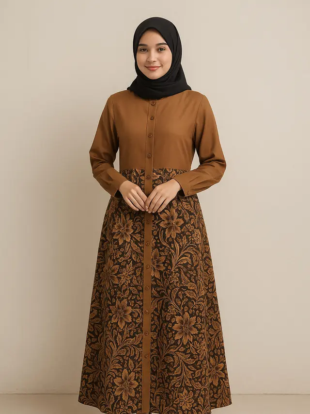 7 Model Gamis Batik Kombinasi Full Kancing Terpopuler 2025, Modis dan ...