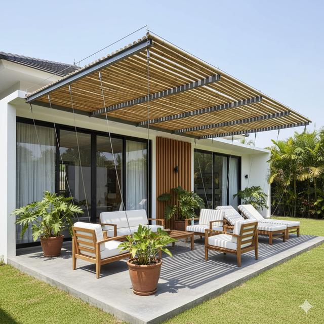 10 Teras Rumah Tanpa Tiang dengan Konsep Bambu Minimalis yang Unik 2025