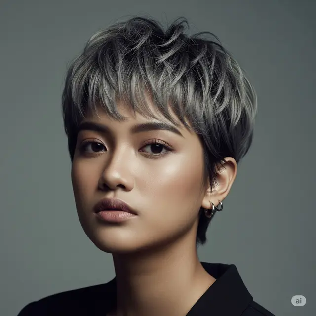 15 Inspirasi Rambut Pendek Highlight Abu-Abu, Tampil Berani, Edgy, dan ...