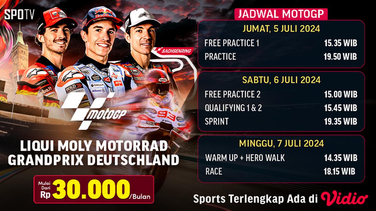 Jadwal dan Link Siaran Langsung MotoGP 2024 Jerman di Vidio - Bola Liputan6.com