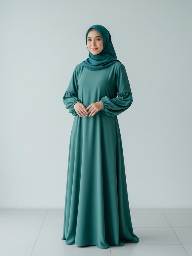 8 Model Gamis Teal Green yang Cocok untuk Lebaran 2026, Yuk Persiapkan ...