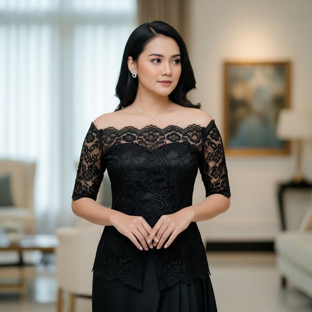 9 Model Atasan Brokat Warna Hitam Elegan, Pesona Klasik dan Modern 2025