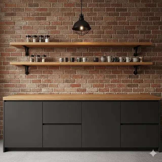 8 Desain Dapur Minimalis 2x3 Meter dengan Rak Kayu Gantung Ala Rustic ...