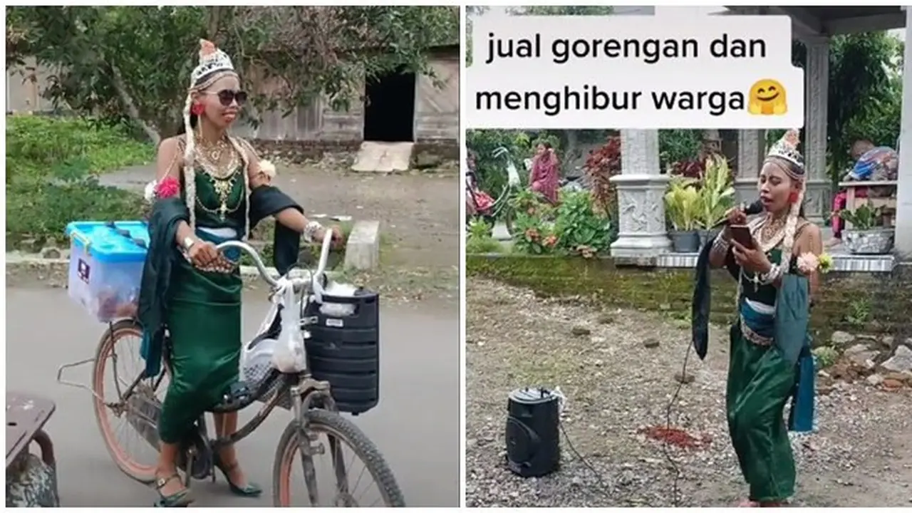 Unik, Penjual Gorengan Ini Berdandan Pakai Kostum Nyi Roro Kidul saat ...
