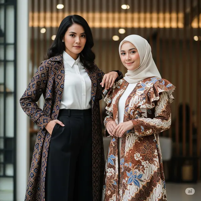 14 Model Outer Batik Lengan Panjang Wanita Kekinian, Tampil Awet Muda ...