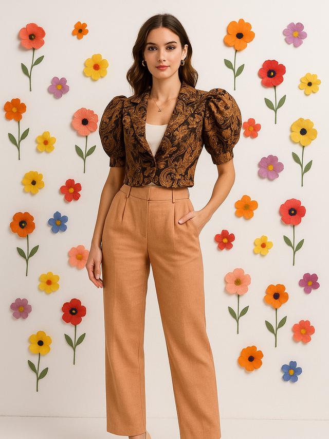 7 Model Blazer Batik Lengan Puff Crop, Feminin Tapi Tetap Edgy