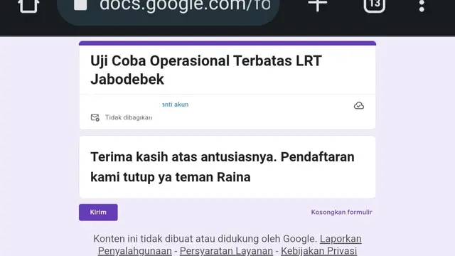 Minat Masyarakat Daftar Uji Coba LRT Jabodebek Membeludak, Link Daftar Penuh - Bisnis Liputan6.com
