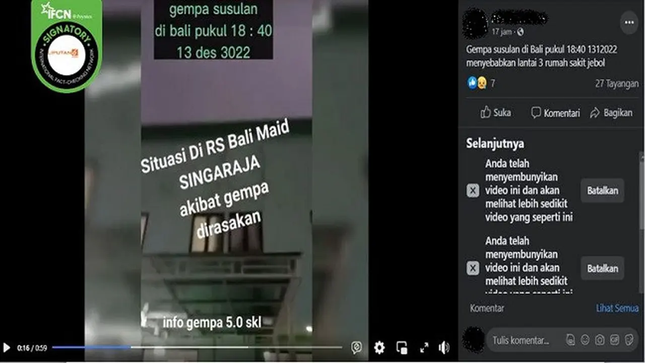 Cek Fakta: Tidak Benar Kabar Bangunan RS Balimed Jebol Akibat Gempa di Bali pada 13 Desember ...