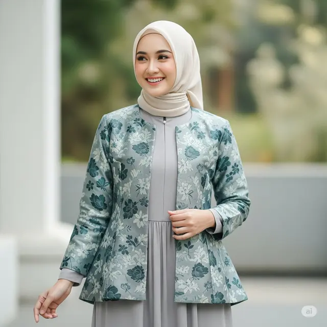 12 Rekomendasi Gamis Polos Kombinasi Brokat Sedikit 2025, Cantik Tanpa ...