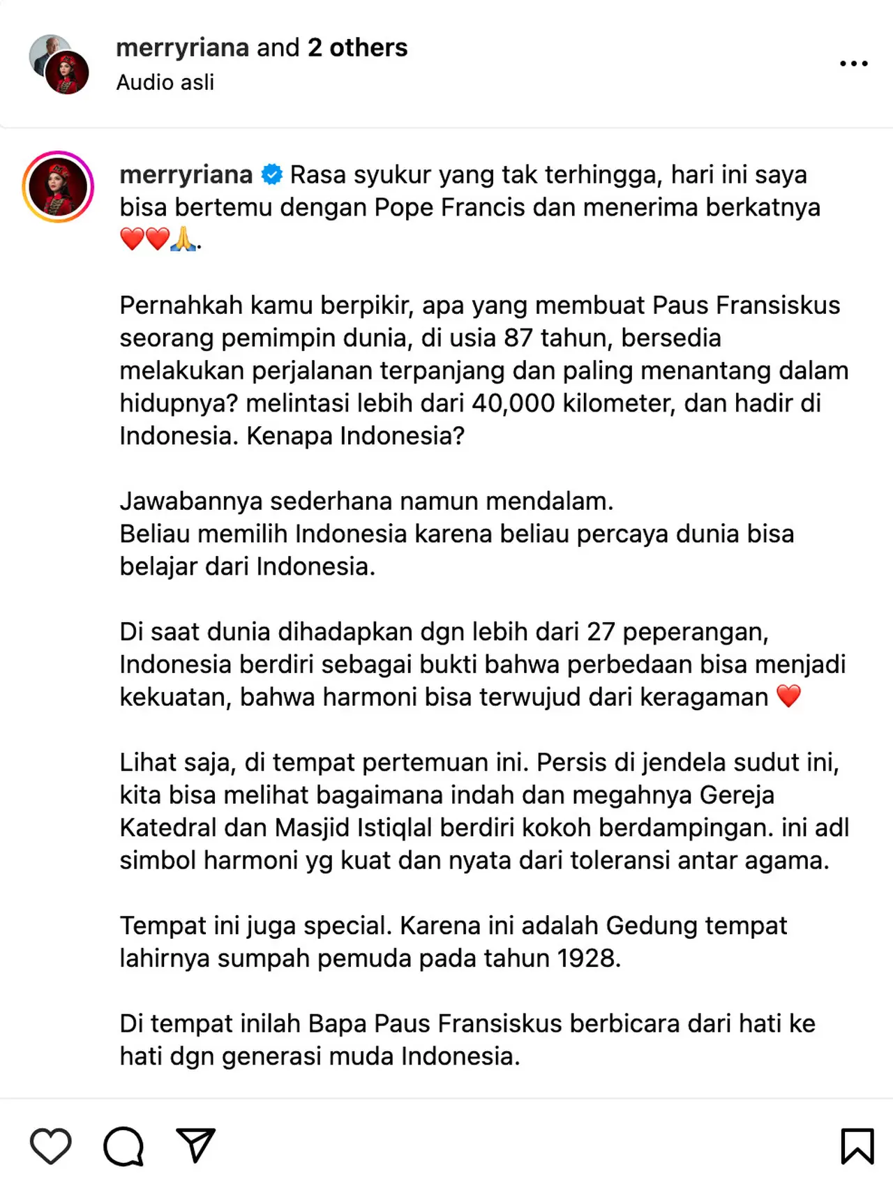 Kesaksian Merry Riana Setelah Bertemu Paus Fransiskus: Beliau Percaya ...
