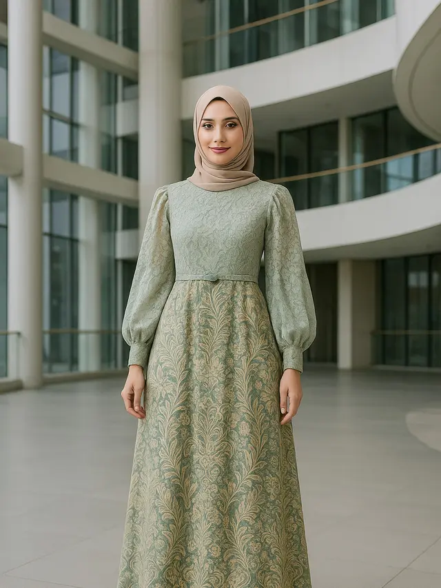 7 Model Batik Brokat Kombinasi Lengan Puff dan Bishop yang Sedang Hits ...