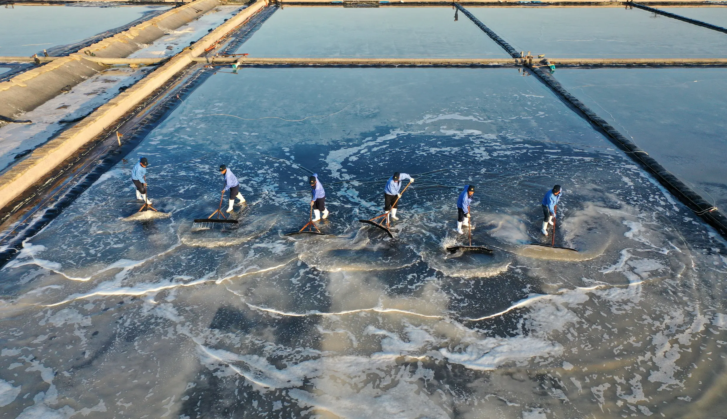 FOTO: Hamparan Ladang Garam Dongfeng di Qingdao Siap Panen - Foto ...