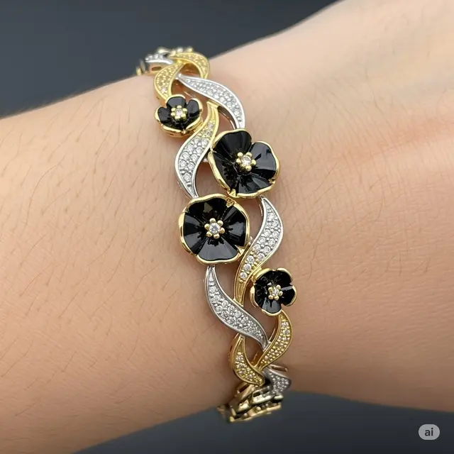 9 Rekomendasi Gelang Emas Model Bunga Hitam Terbaru 2025, Elegan dan ...
