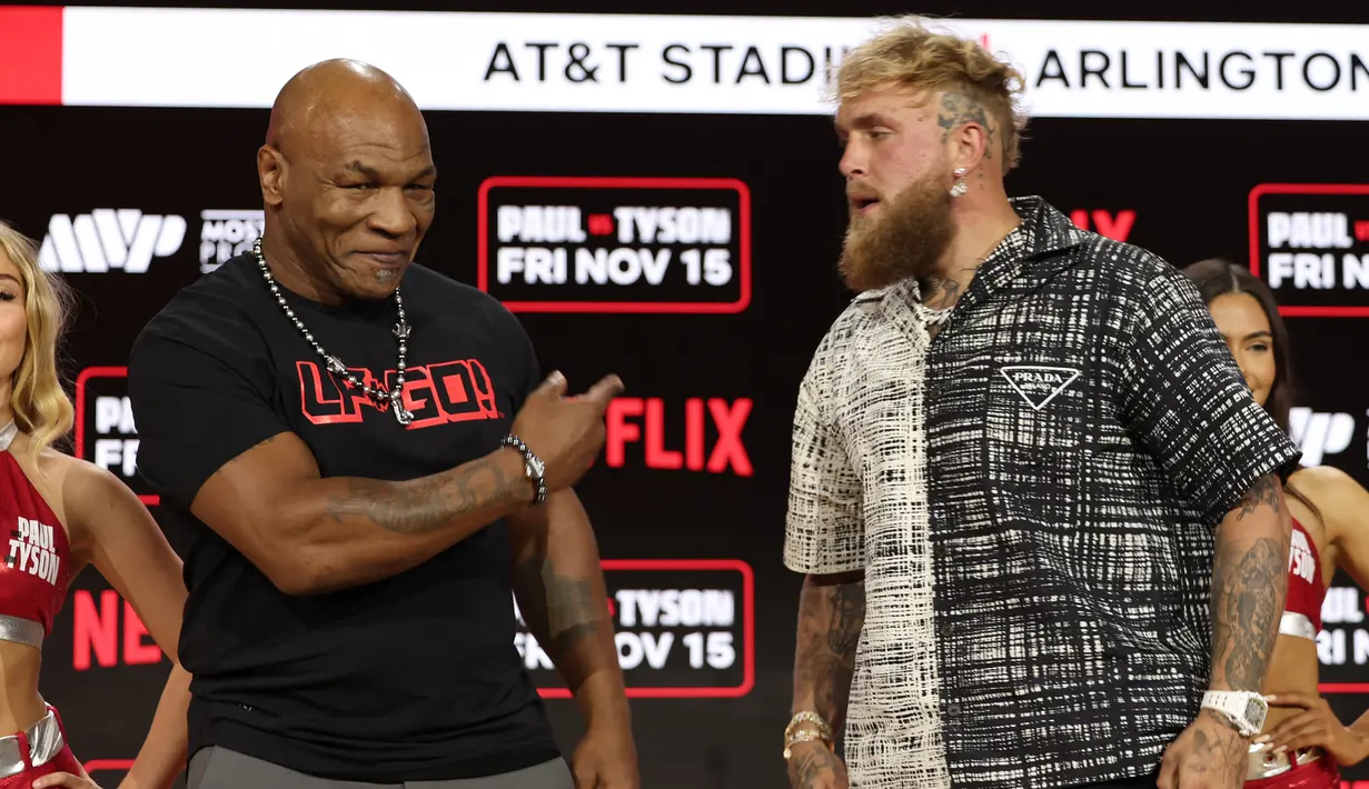 Mike Tyson Vs Jake Paul, Saling Dorong saat Faceoff Jelang Duel - Foto ...