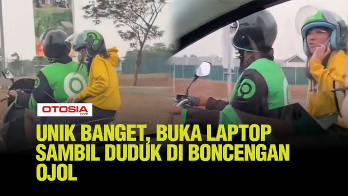 Gara-gara Ada Kerjaan, Wanita Ini di Bonceng Driver Ojol Sambil Buka Laptop - Berita Otosia.com