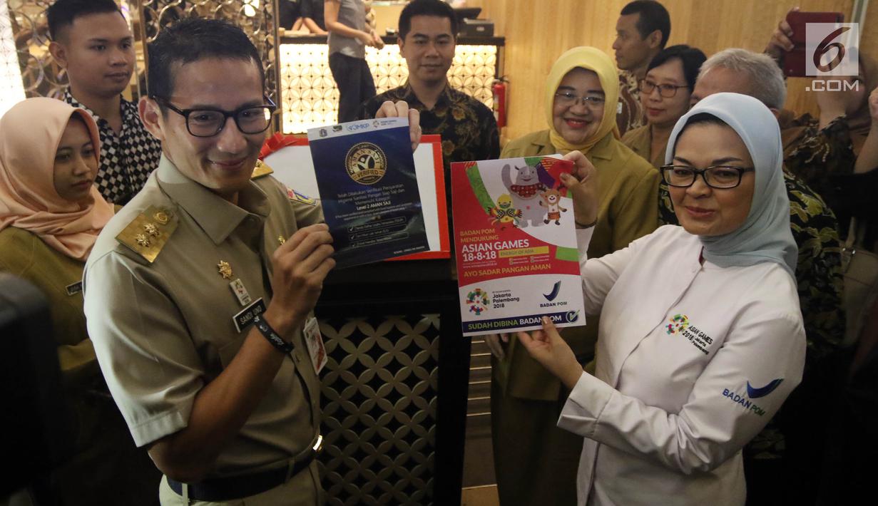 FOTO: Sandiaga Uno Luncurkan Stiker Aman Saji Asian Games 2018 - Foto ...