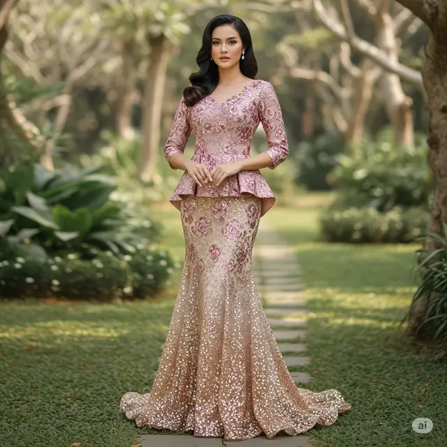 10 Rekomendasi Dress Brokat Mermaid Cut Payet Mewah 2025, Siluet ...