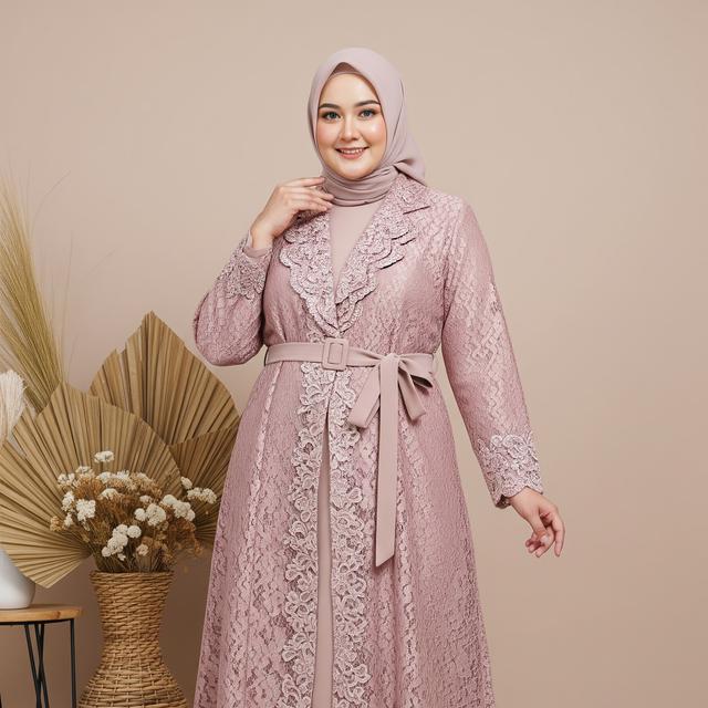 7 Model Gamis Blazer Brokat untuk Wanita Berhijab Gemuk yang Ingin ...