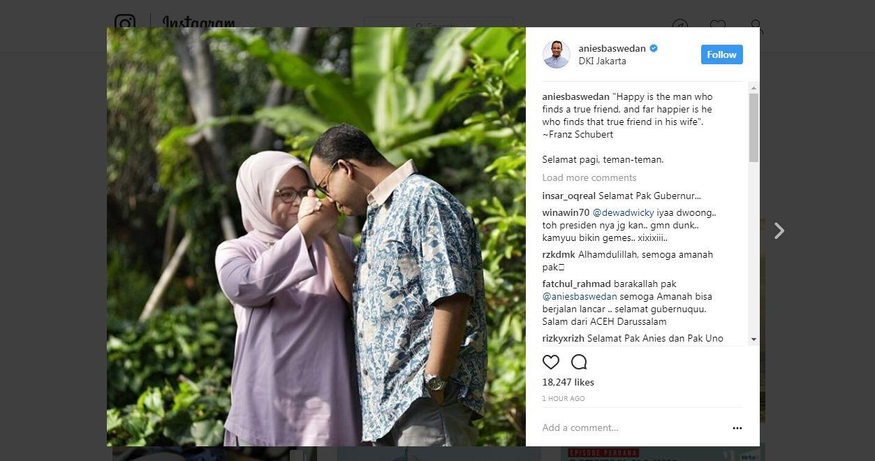Jelang Pelantikan, Anies Baswedan Unggah Foto Cium Tangan Istri - News ...