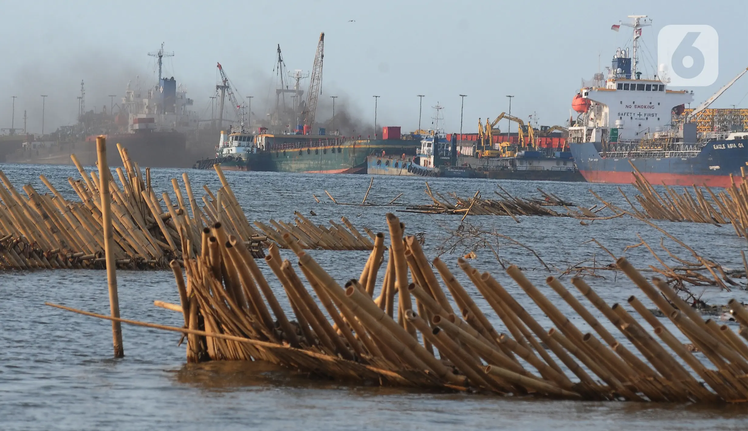 Tanggul Bambu Penangkal Abrasi di Pesisir Bekasi - Foto Liputan6.com