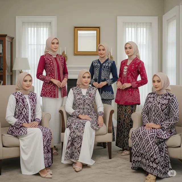 10 Model Gamis Tenun Kombinasi Polos, Stylish, Syar'i, dan Anti ...