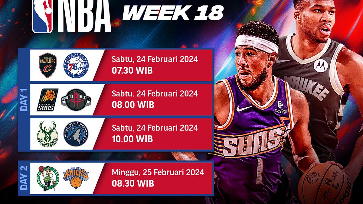 Jadwal Live Streaming NBA 2023/2024 Week 18 di Vidio, 23&24 Februari 2024