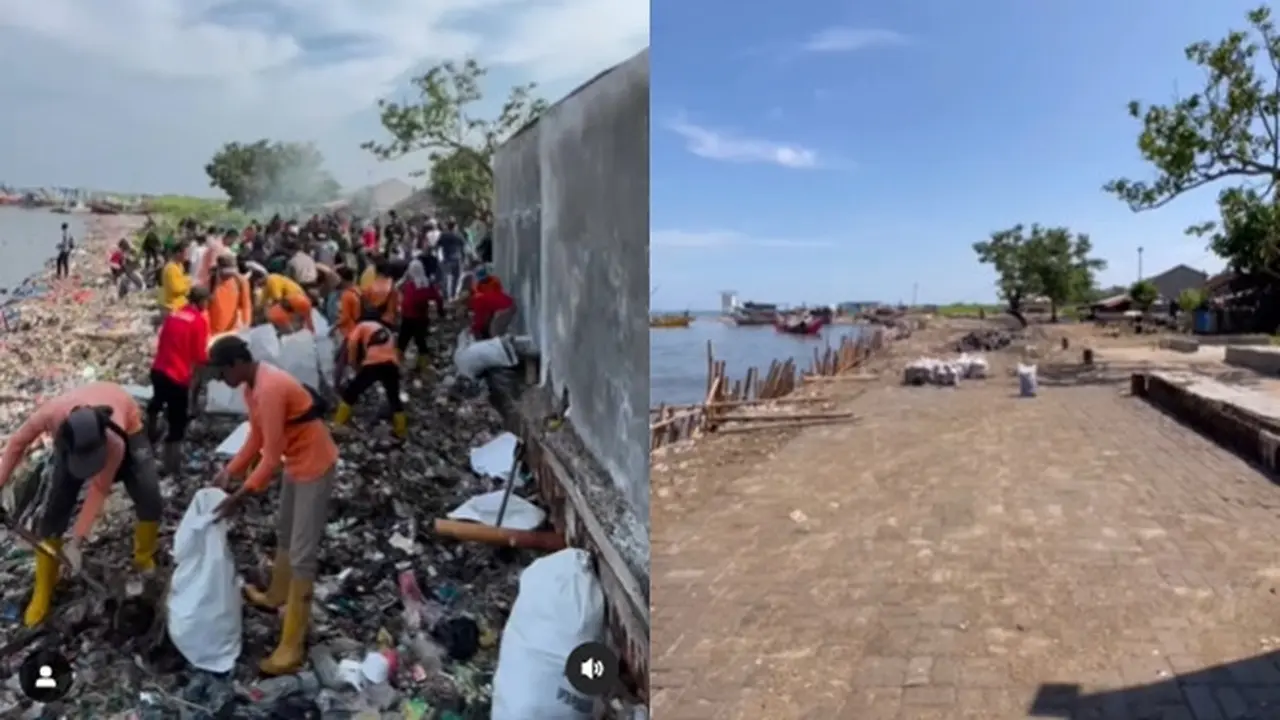 5 Potret Pantai Teluk Labuan Pandeglang Sebelum dan Sesudah Dibersihkan ...