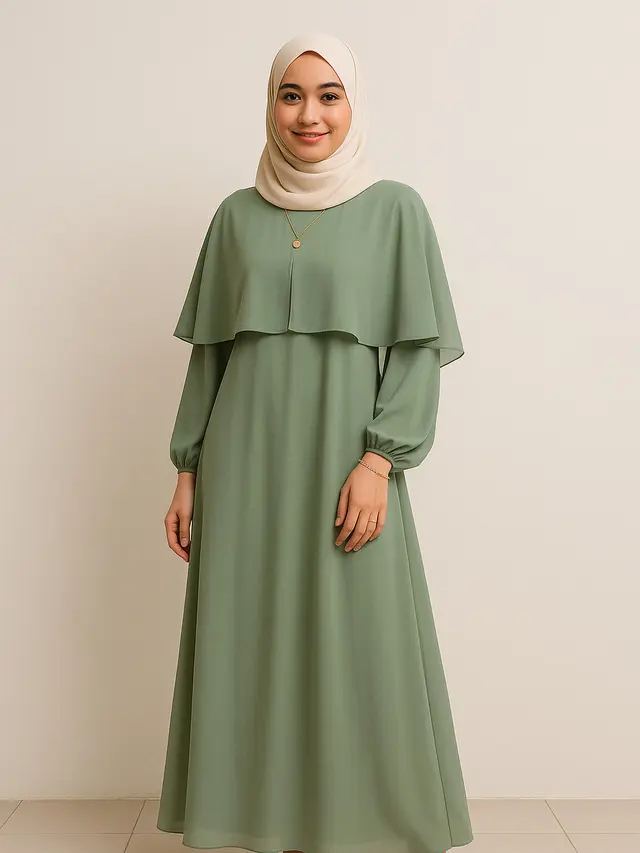 6 Gamis Cape Modern Warna Netral, Pas Dikenakan pada Momen Spesial ...
