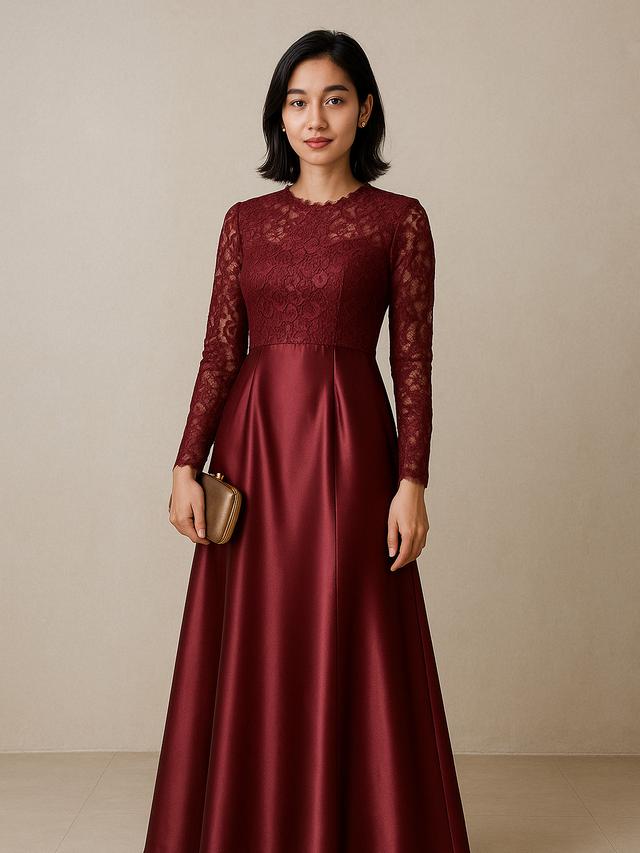 7 Model Long Dress Brokat Non Hijab, Sederhana namun Elegan