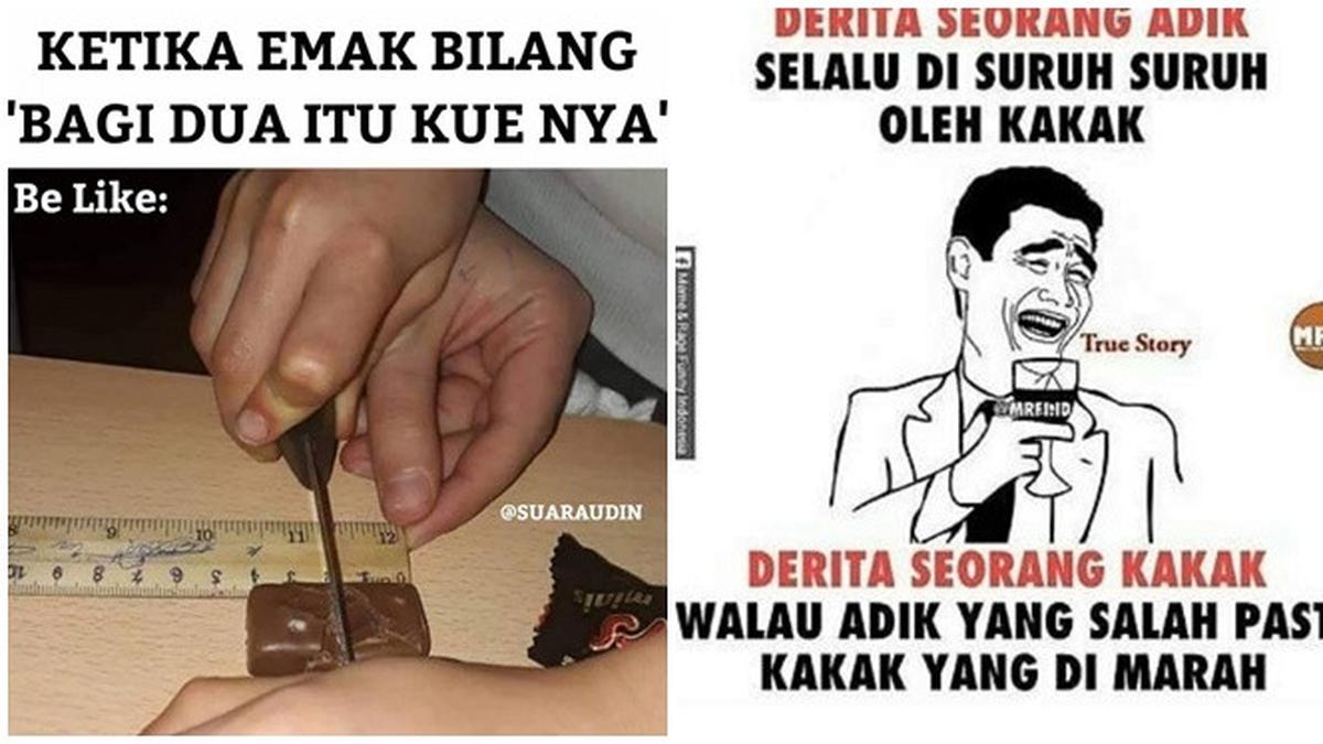 6 Meme Kocak Derita Punya Adik Ini Bikin Ketawa Geli