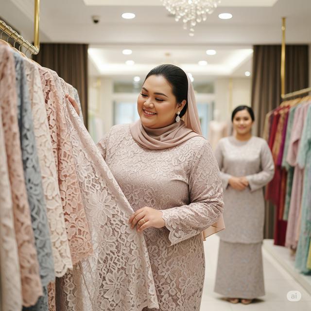 11 Model Gamis Full Brokat Simple Tapi Mewah untuk Wanita Gemuk ...