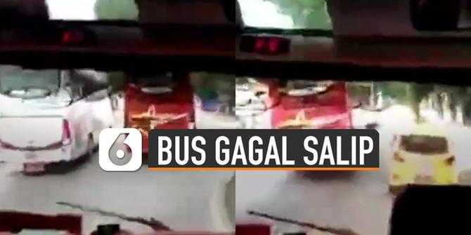 VIDEO: Gagal Salip, Bus Senggol Mobil dan Bus Lain | Enamplus