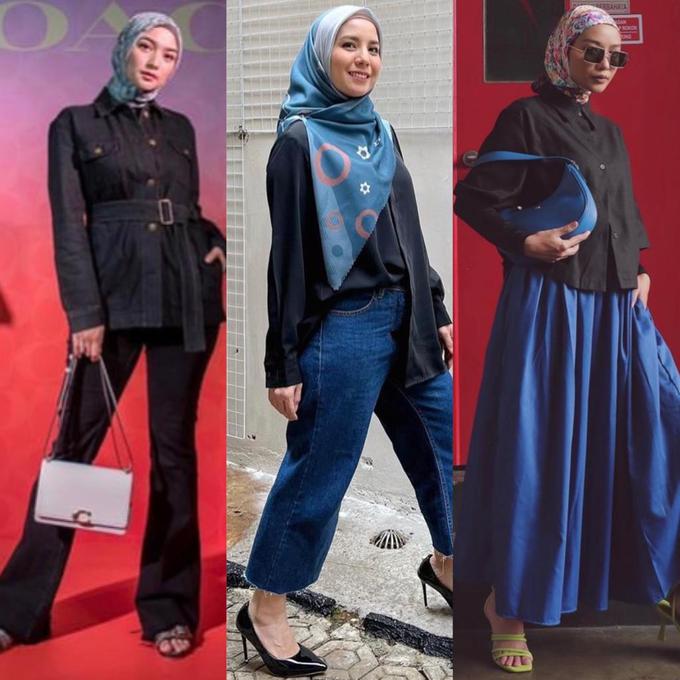 8 Ide Ootd Hijab Dengan Kemeja Hitam Dari Citra Kirana Hingga Tya